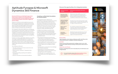 Joint Solution Page - Microsoft D365 and Fynapse - Aptitude Software